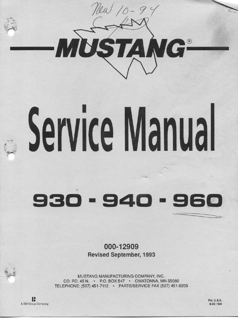 Mustang Skid Steer Service Manual 930 940 960 #1 | PDF