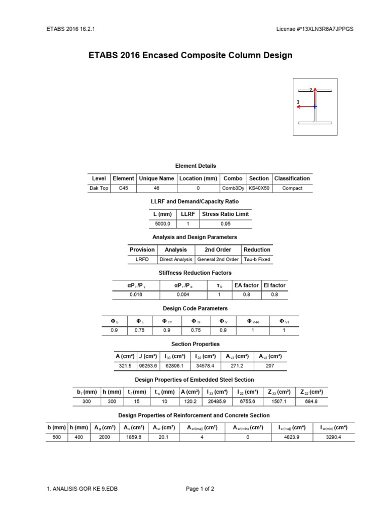 ETABS 2016 Encased Composite Column Design: R y R e B | Download Free ...