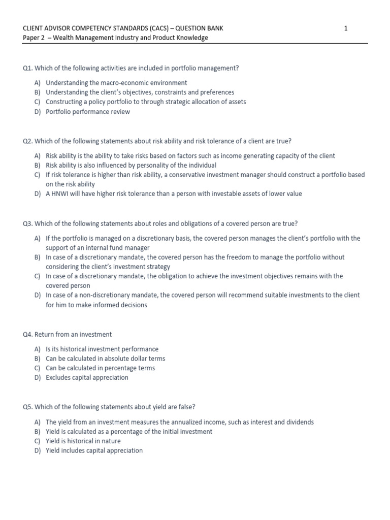 Cacs Paper 2 Practice Questions PDF Free | PDF | Bonds (Finance ...