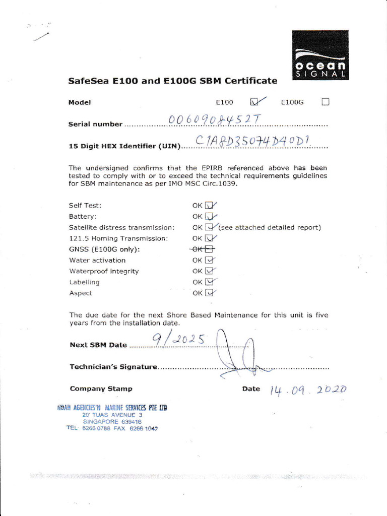 1-Epirb Certificate | PDF