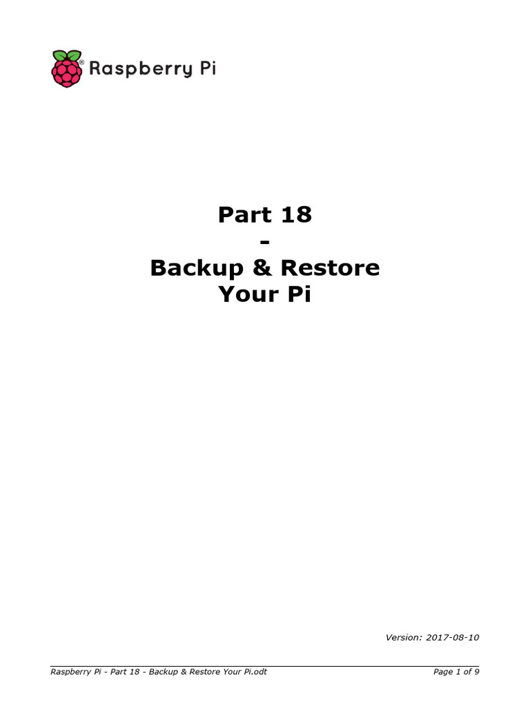 Raspberry Pi Part 18 Backup Restore Pdf File System Backup 