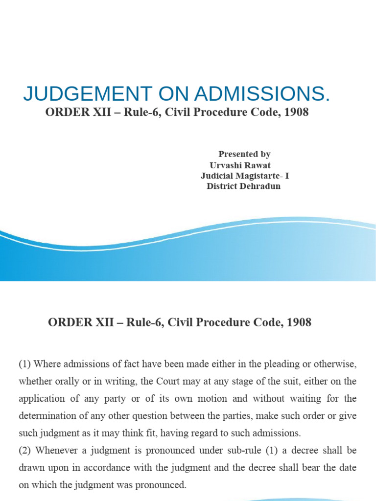 Judgment on Admissions Under CPC | PDF | Judgment (Law) | Lawsuit
