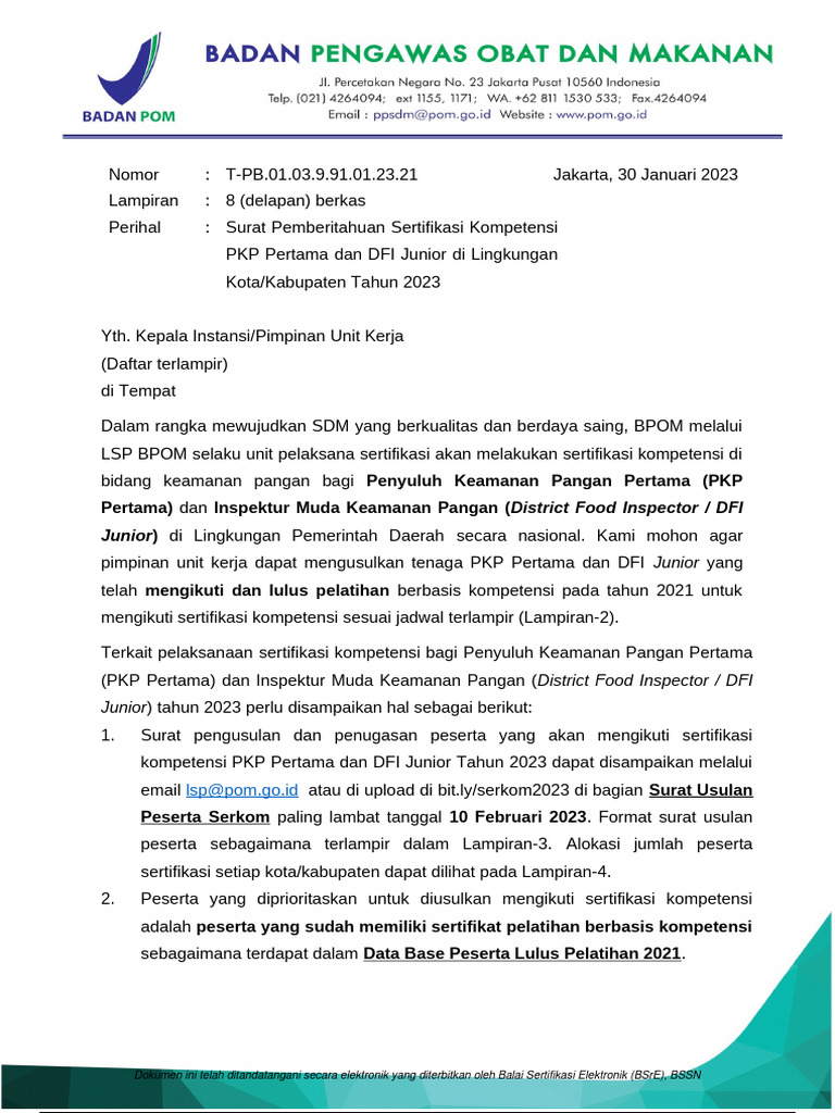 Contoh Surat Pemberitahuan Sertifikasi Kompetensi | PDF | Bisnis