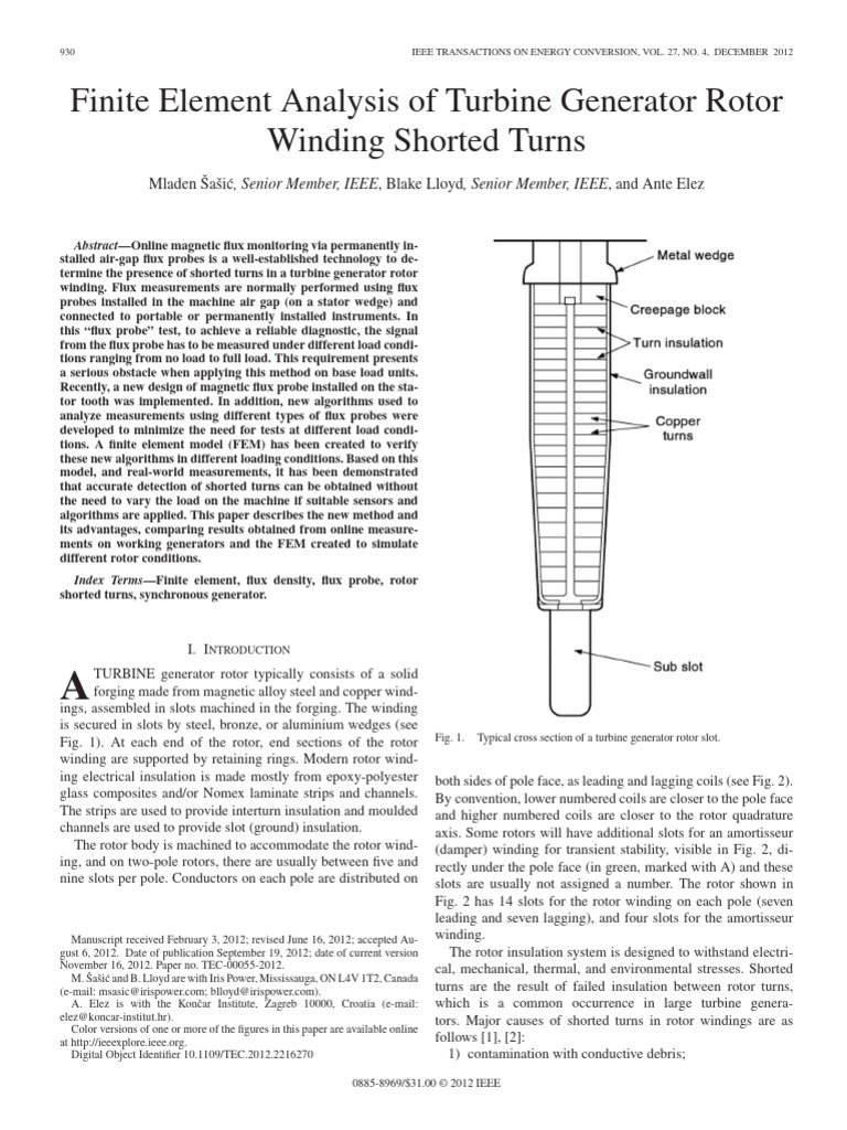 Analysis of Turbine Generator Rotor Winding Shorted Turns | PDF ...