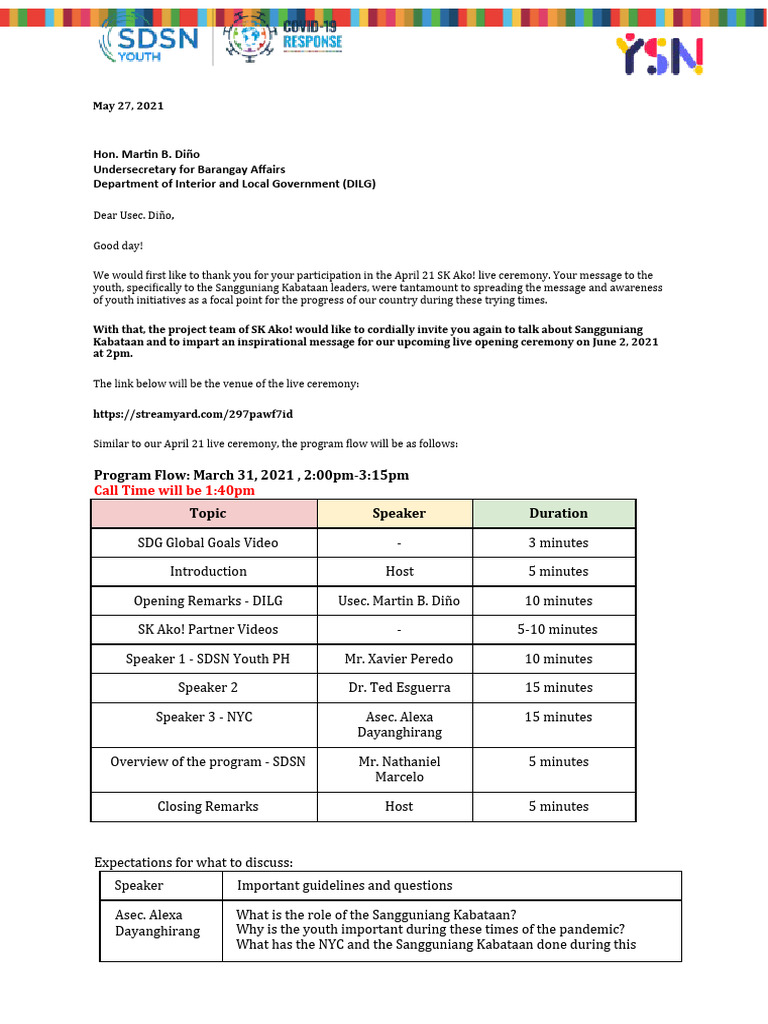 Invitation to SK Ako! Opening Ceremony | PDF