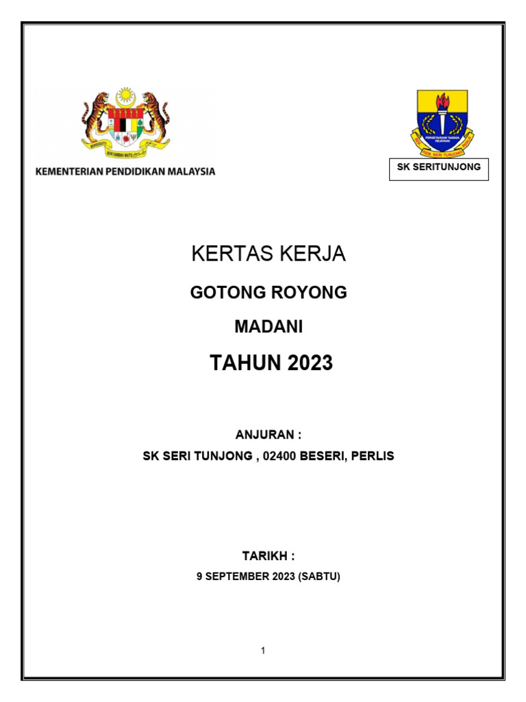 Kertas Kerja Gotong Royong Madani SKST 2023 | PDF