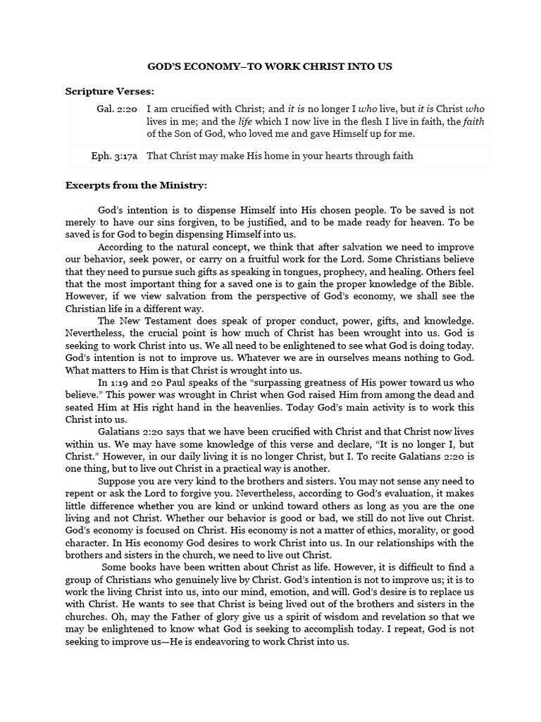 Working Christ Into Our Lives | PDF | Religion & Spirituality