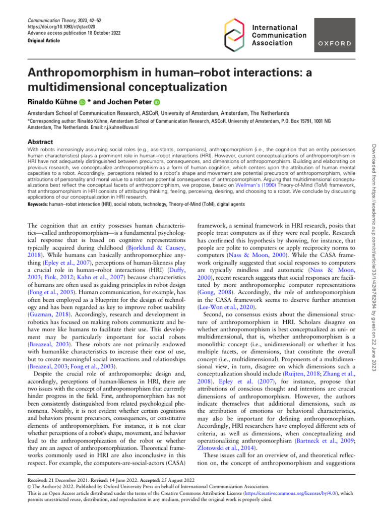 Antropomorfisme Hri | PDF | Anthropomorphism | Emotions