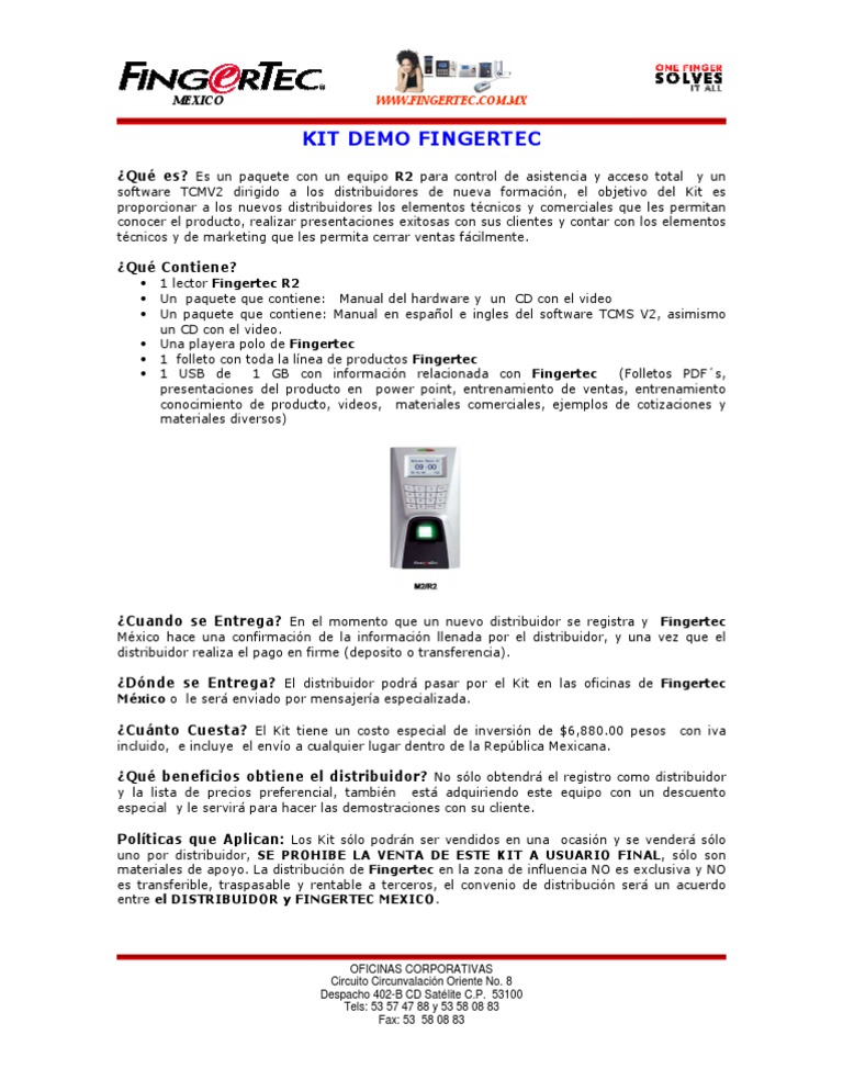 Kit Demo Fingertec r2 | PDF