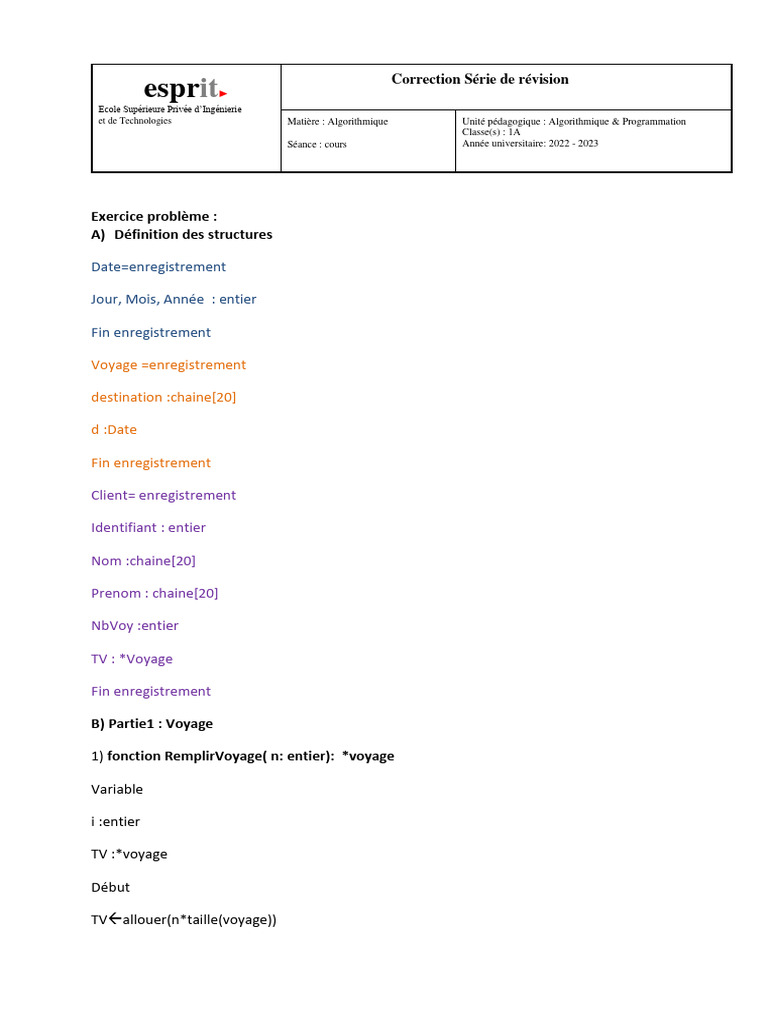 Correction Série de Révision Algorithmique | PDF