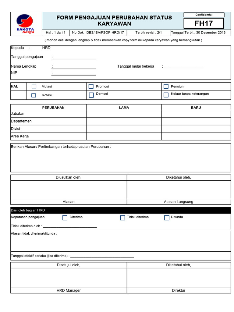 Fsop HRD 17 Perubahan Status | PDF