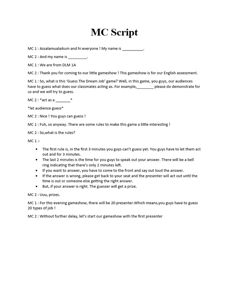 MC Script | PDF