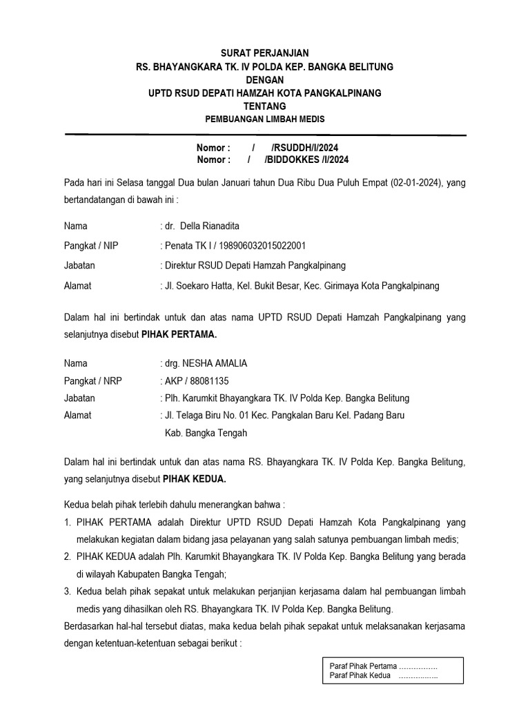 Mou Limbah Medis Rsb Dan Rsud 2024 Pdf