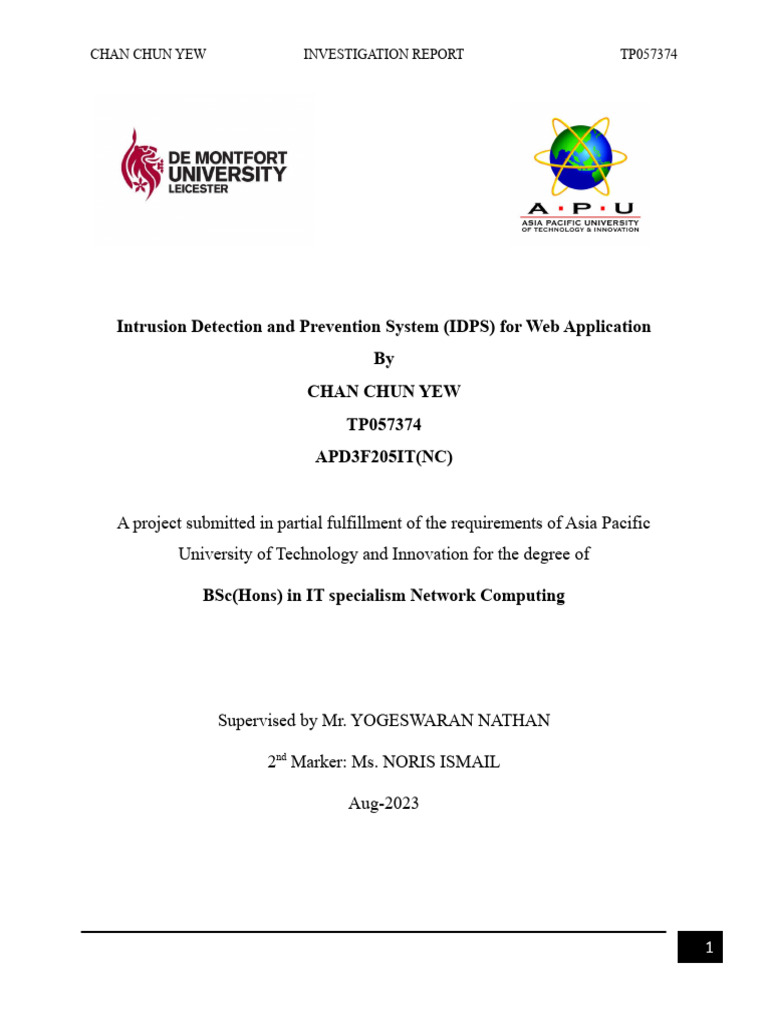 IDPS for Web Applications Report | PDF | Security | Computer Security