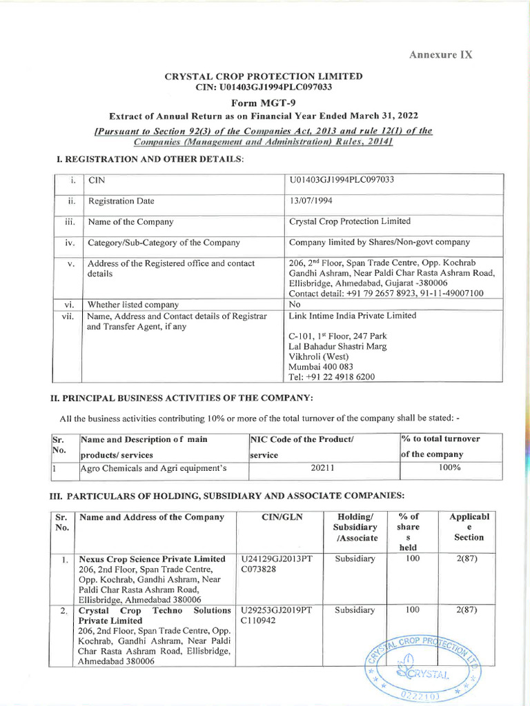 Annual Return 2021 22 | PDF