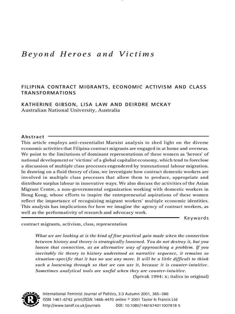 Filipina Migrants: Class & Activism | PDF | Domestic Worker | Migrant Worker