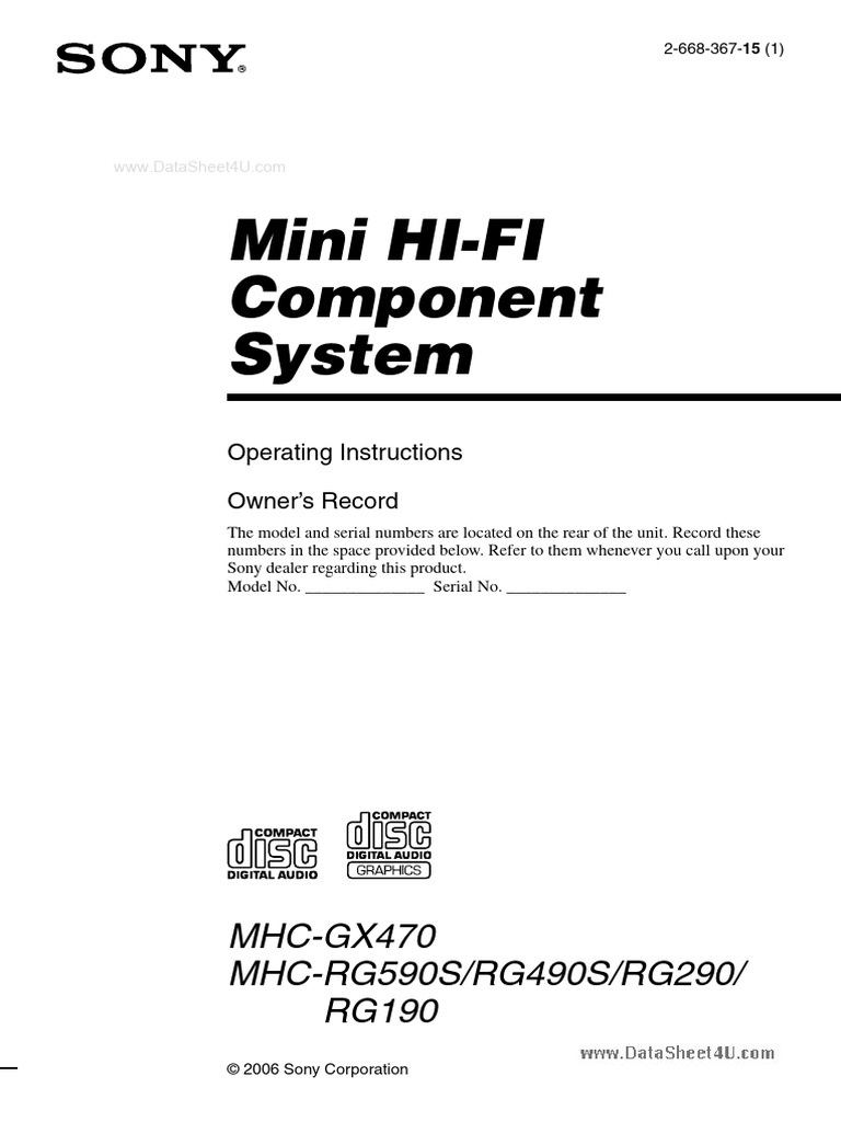 MHC-RG190 Sony | PDF
