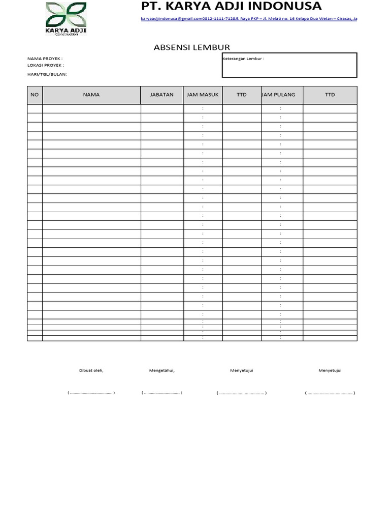 Absensi Lembur | PDF