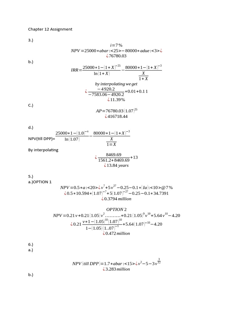 Chapter 12 Assignment | PDF