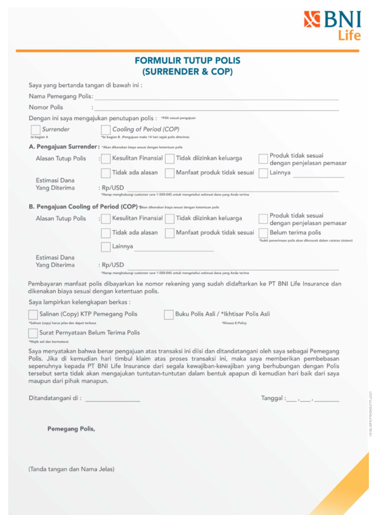 Form Tutup Polis (Surrender Cop) NEW | PDF