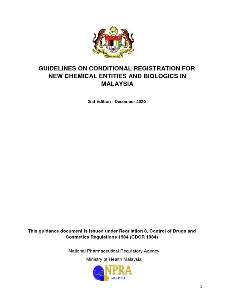 Guidelines On Conditional Registration For New Chemical Entities and ...
