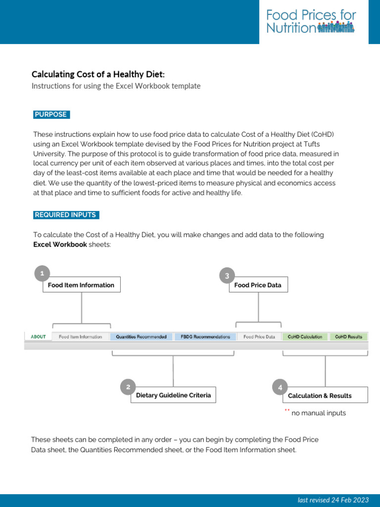 Cost of Healthy Diet Calculation Guide | PDF | Diet & Nutrition | Diet ...