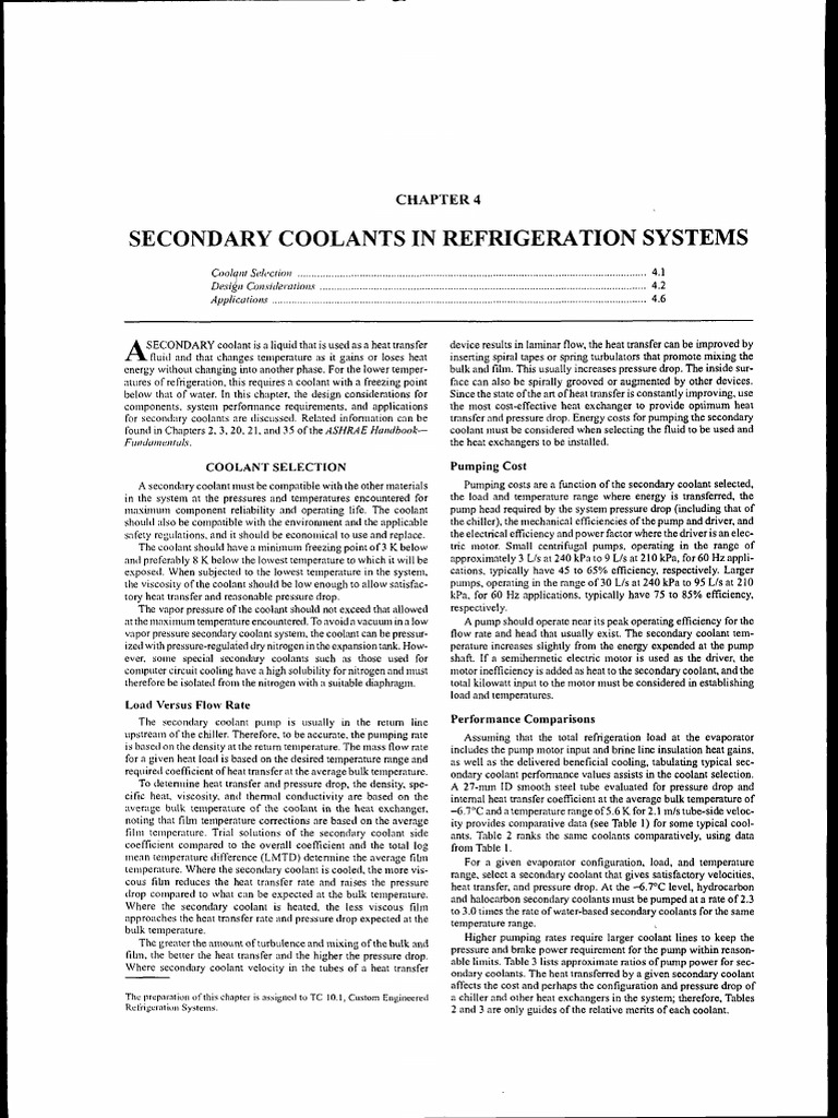Chapter 4 Secondary Coolants in Refrigeration | PDF