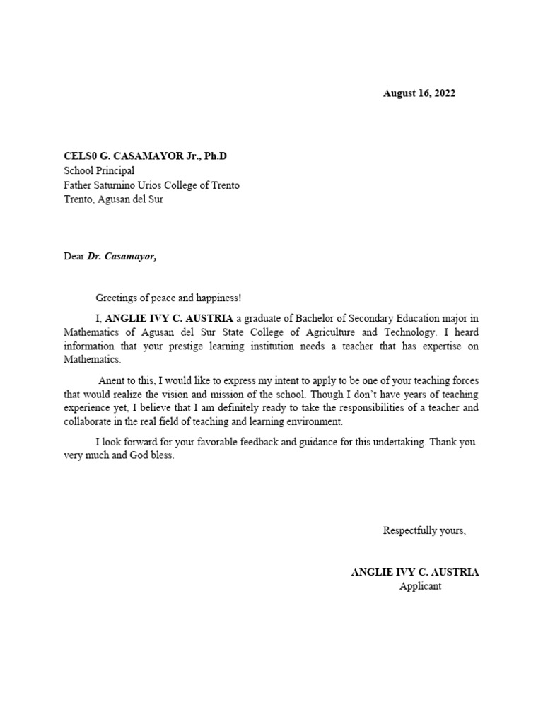 Application Letter Austria | PDF