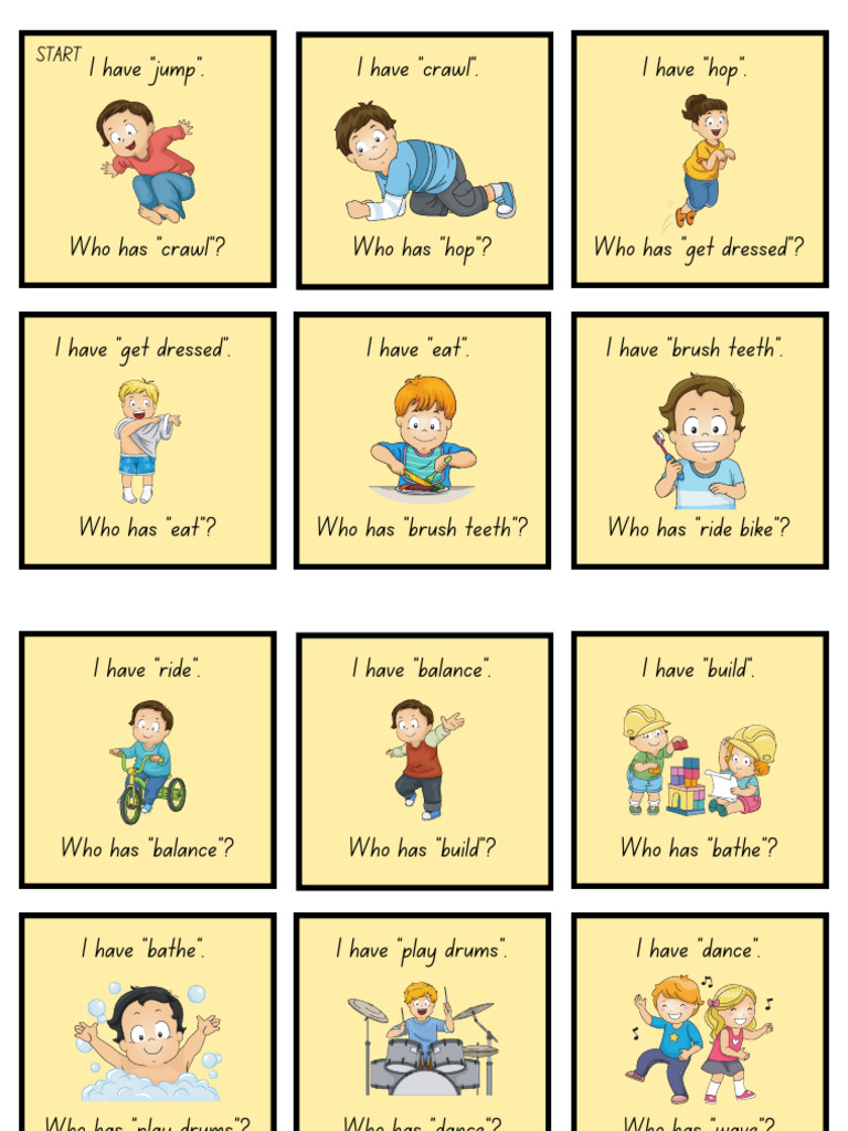 I Have, Who Has Verbs Card Game | PDF