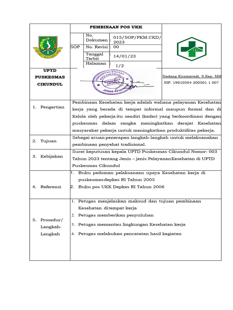 Sop Pembinaan Pos Ukk | PDF