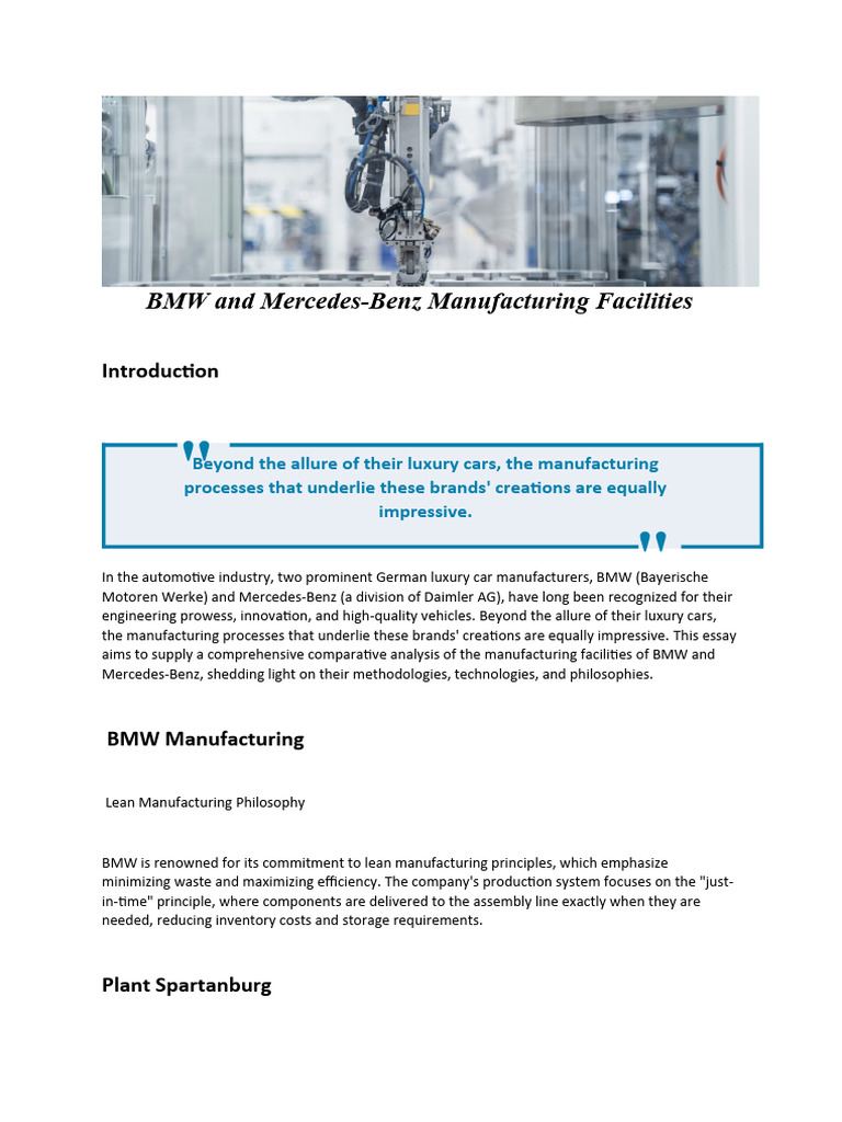 BMW and Mercedes-Benz Manufacturing Facilities | PDF