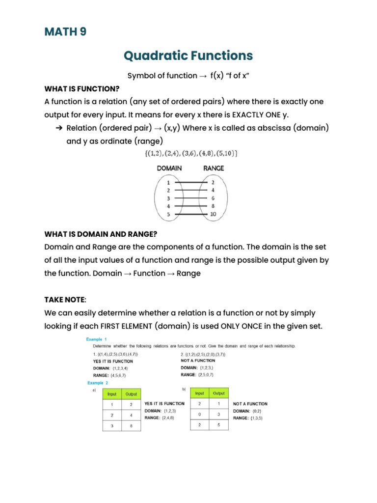 Quadratic Functions | PDF | Mathematical Analysis | Mathematical Concepts