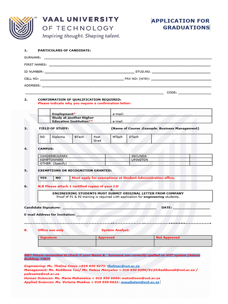 New Application For Graduations Form | PDF | Qualifications