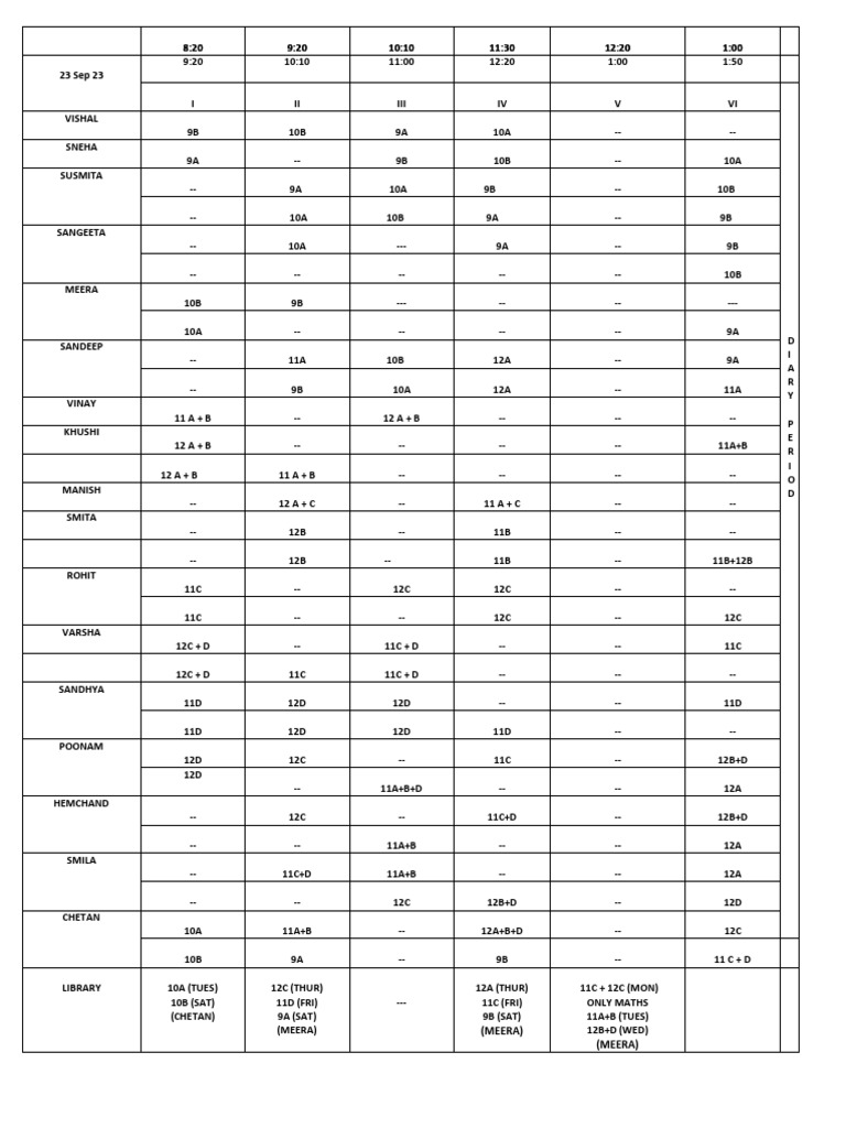 27 SEP TIME TABLE | PDF