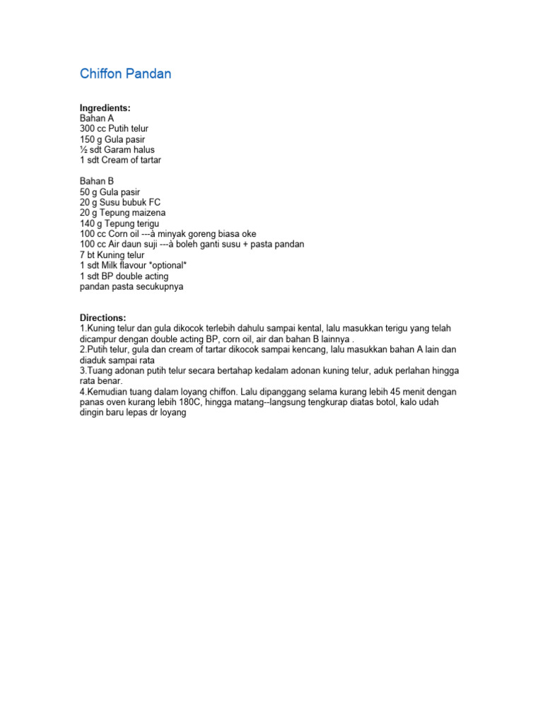 Chiffon Pandan | PDF