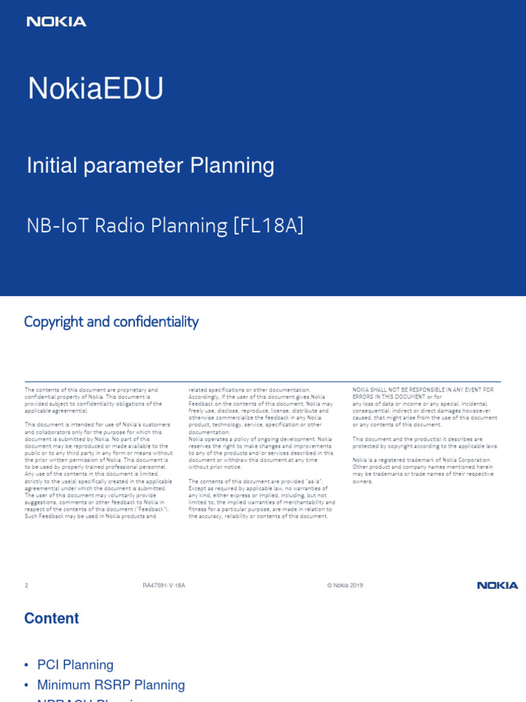 RA47591 V 18A - LE03 - NB IoT Initial Parameter Planning | PDF