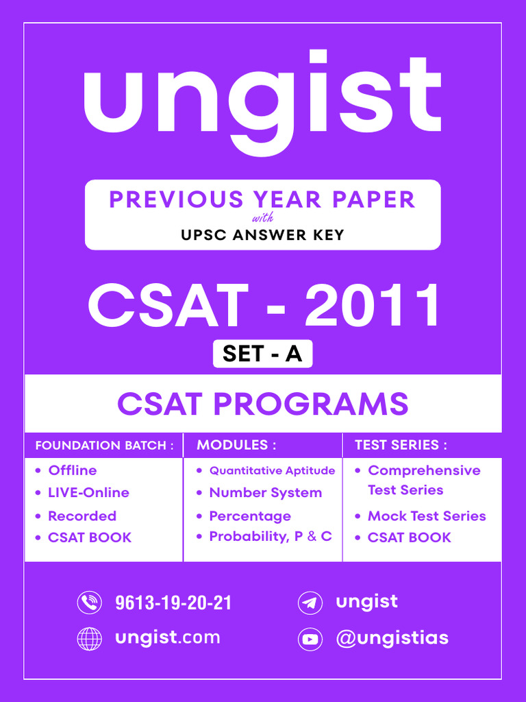 UPSC CSAT 2011 Question Paper With Answer Key | PDF