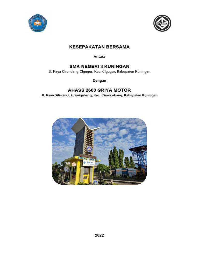 Draf Naskah Mou TSM SMKN 3 Kuningan - Prima Motor | PDF