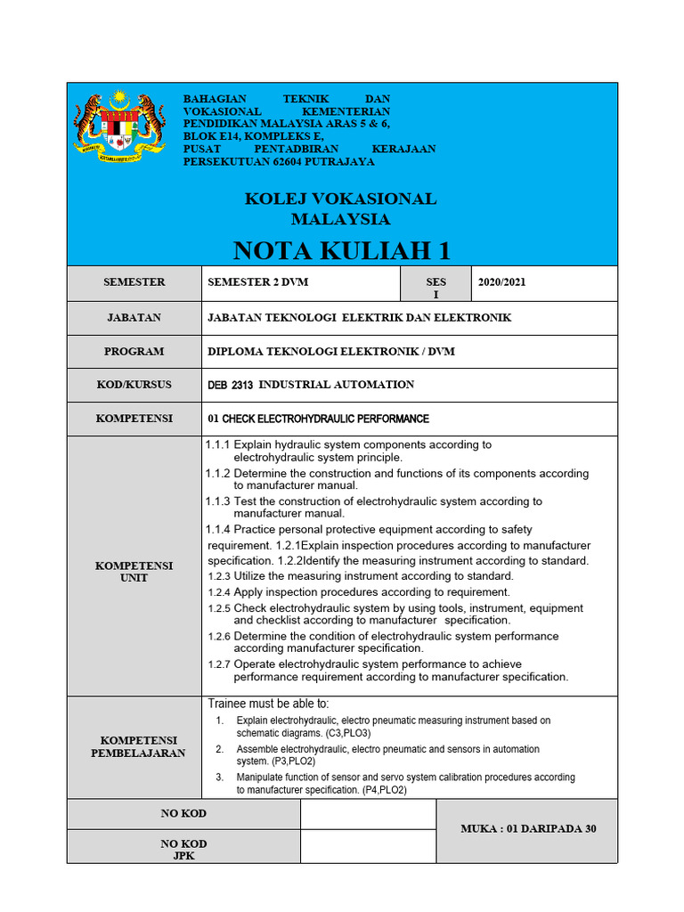 Nota Kuliah 1 | PDF