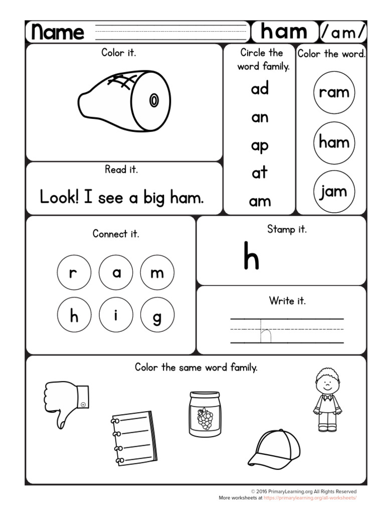Name Ram Ham Jam Ad An Ap at Am R A M H I G Look! I See A Big Ham. Ham ...