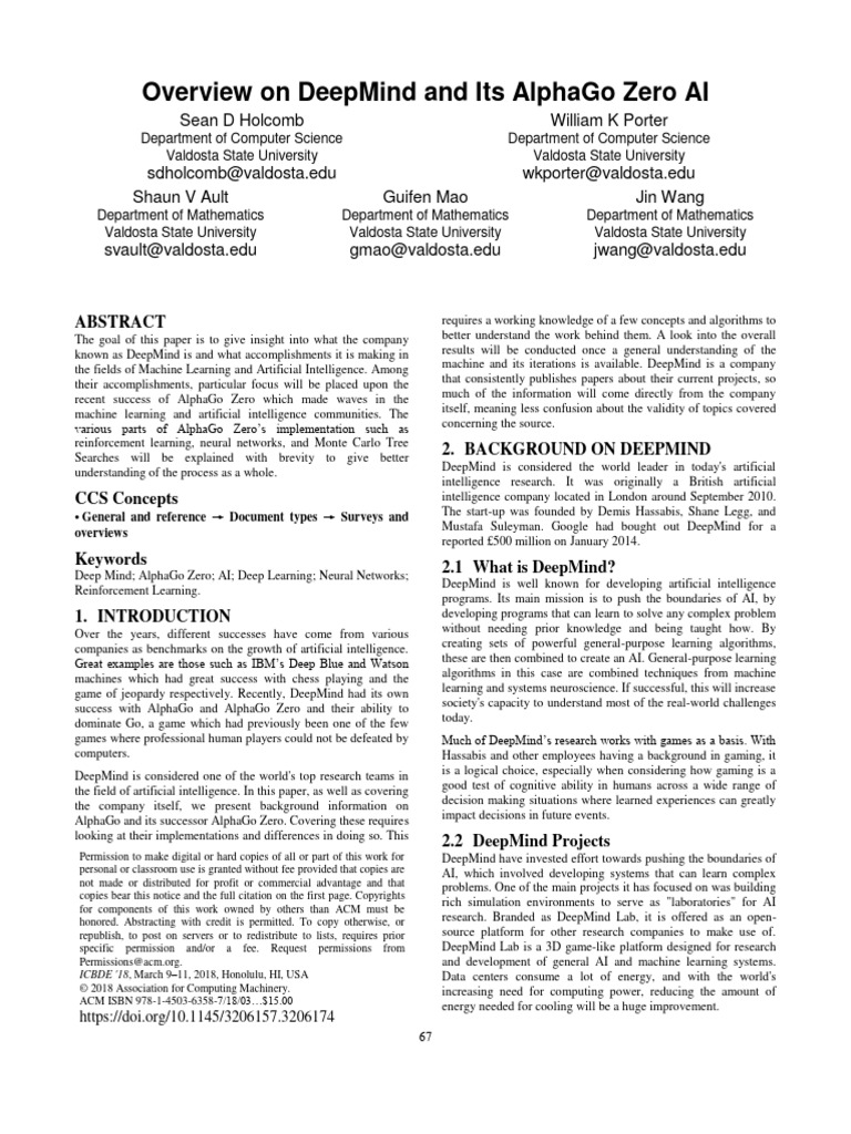 Overview on DeepMind and Its AlphaGo Zer | PDF