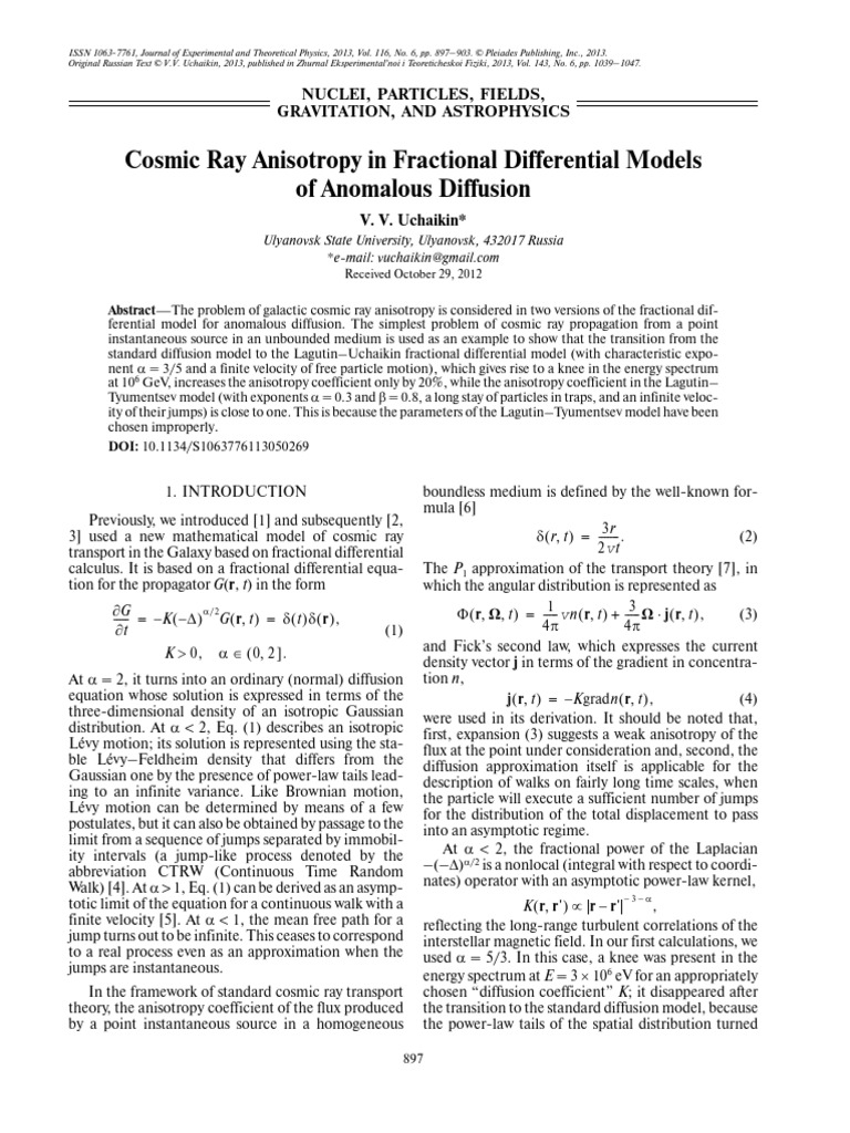 Uchaikin - Cosmic Ray Anistropy in Fractional Differential Models of ...