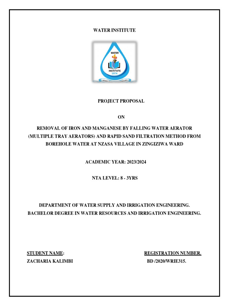 Project Proposal Nzasa Village-1 | PDF | Adsorption | Water Purification
