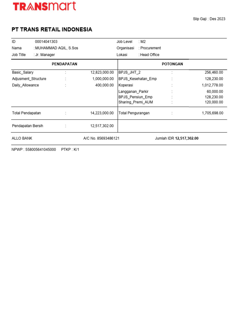 PT Trans Retail Indonesia | PDF