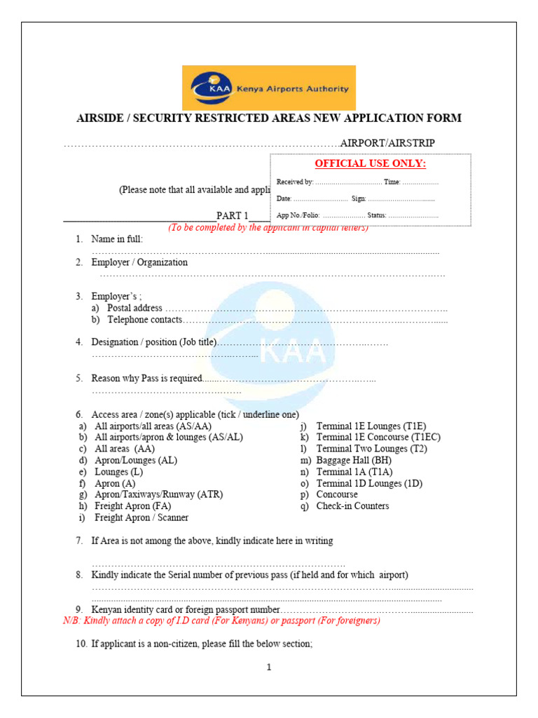 Airport Security Pass Application Form | PDF | Airport | Justice