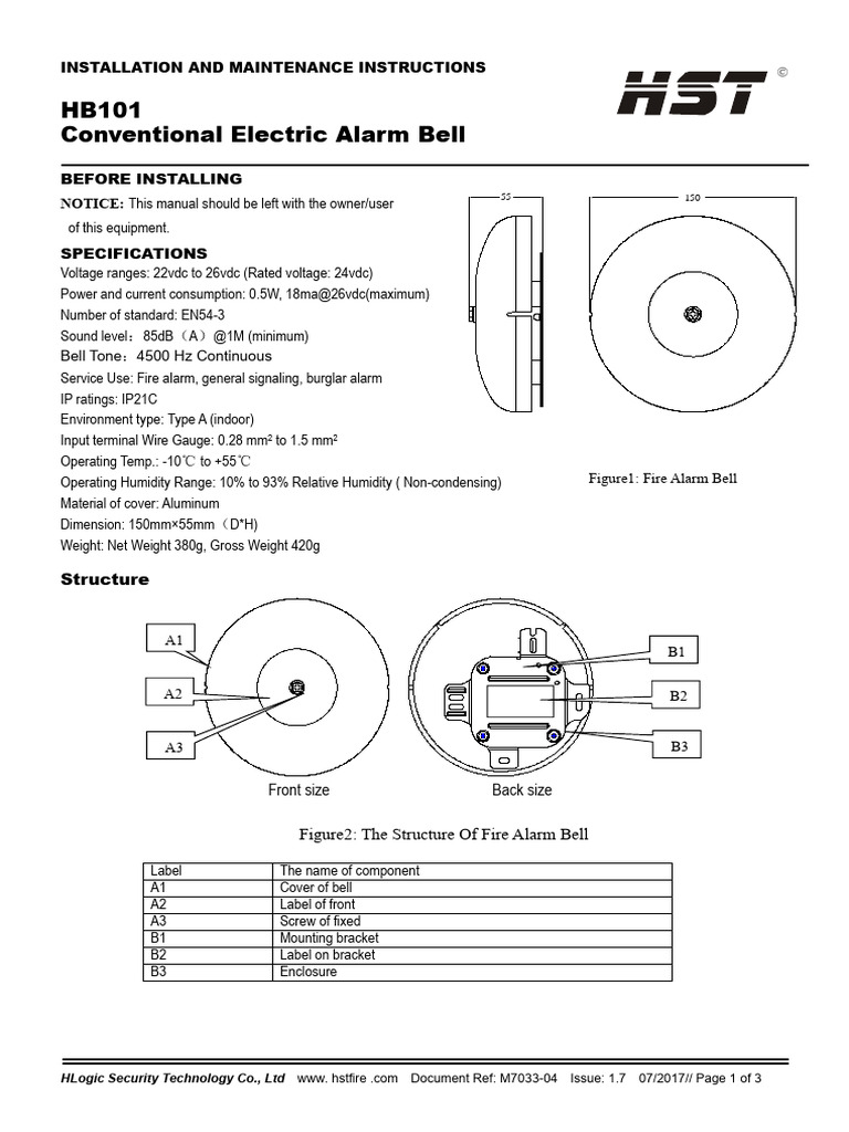 Installation Guide for Alarm Bell HB101 | PDF | Electrical Wiring ...