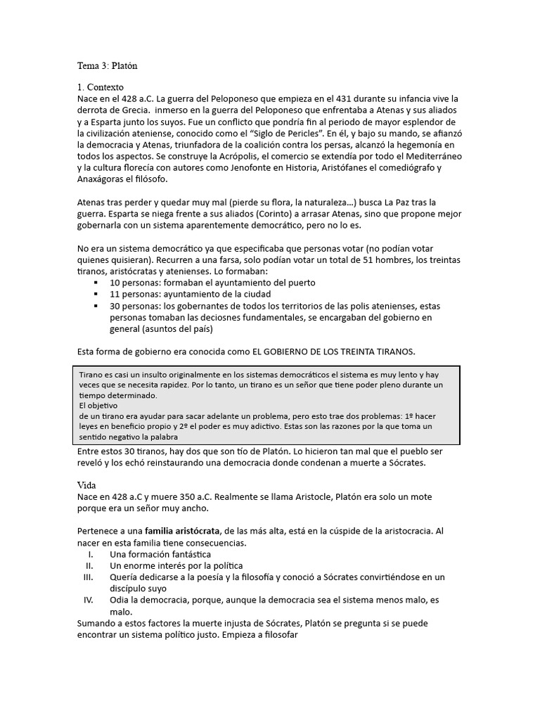 Tema 3, Platón-1 | PDF | Platón | Conocimiento