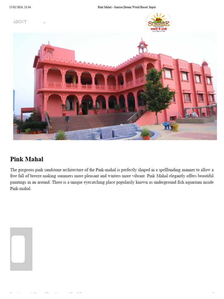 Pink Mahal - Sunrise Dream World Resort Jaipur | PDF | Hospitality ...