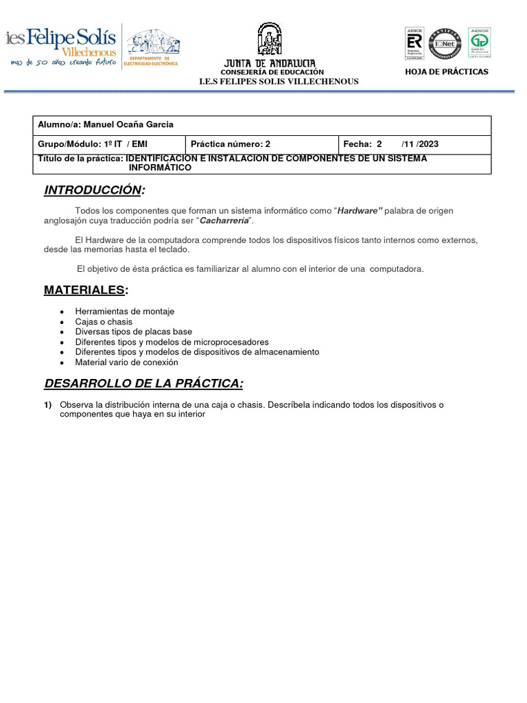 Practica 2 Componentes Sistema Informatico Tema 1 30 Nov Descargar