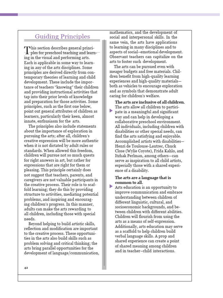 VPA Dance Guiding Principles PCF - Vol. 2 Pgs. 42-45 | PDF | Preschool | Learning